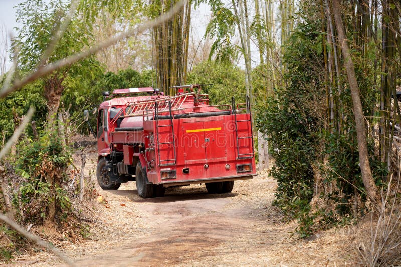 Fire Truck for Wildfire in Thailand Stock Photo - Image of burning ...