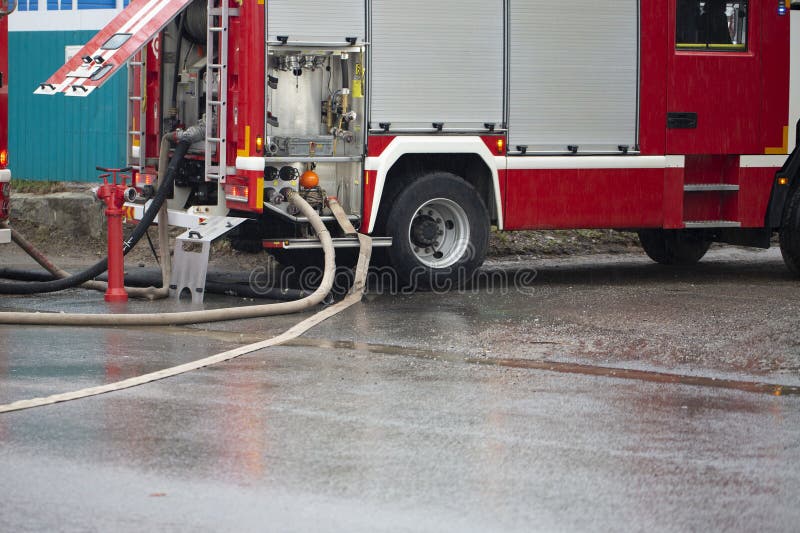A Fire Truck on Fire.the Work of Firefighters on Fire Editorial Image ...