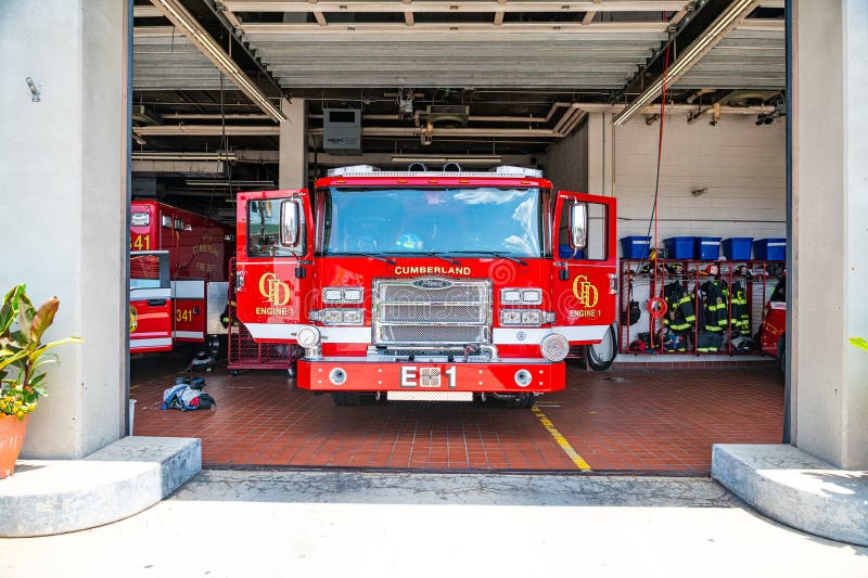 Fire Trucks in the Fire Station Editorial Stock Image - Image of ...