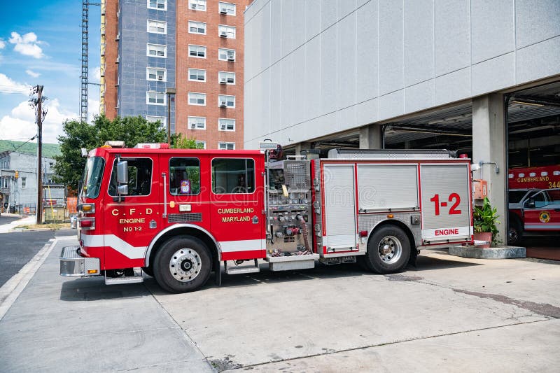 Fire Trucks in the Fire Station in Maryland USA Editorial Stock Photo ...