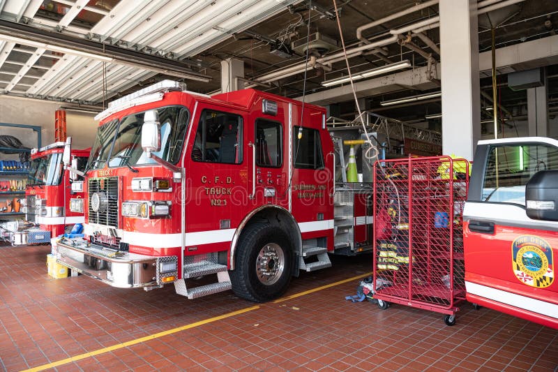 Fire Trucks in the Fire Station in Maryland USA Editorial Image - Image ...