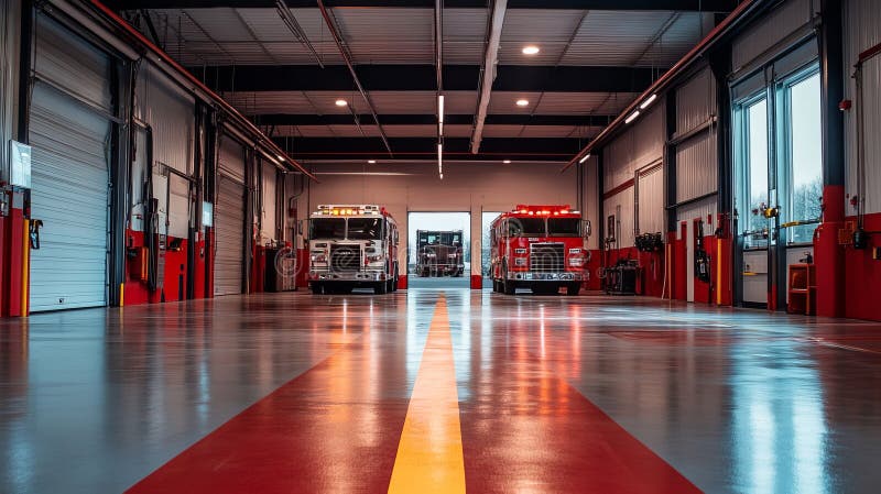 Fire Trucks at Station Ready for Action, Safety First Stock ...