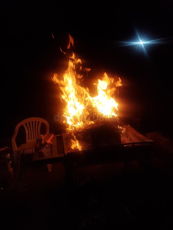 Fire under star light stock image. Image of light, star - 238433935