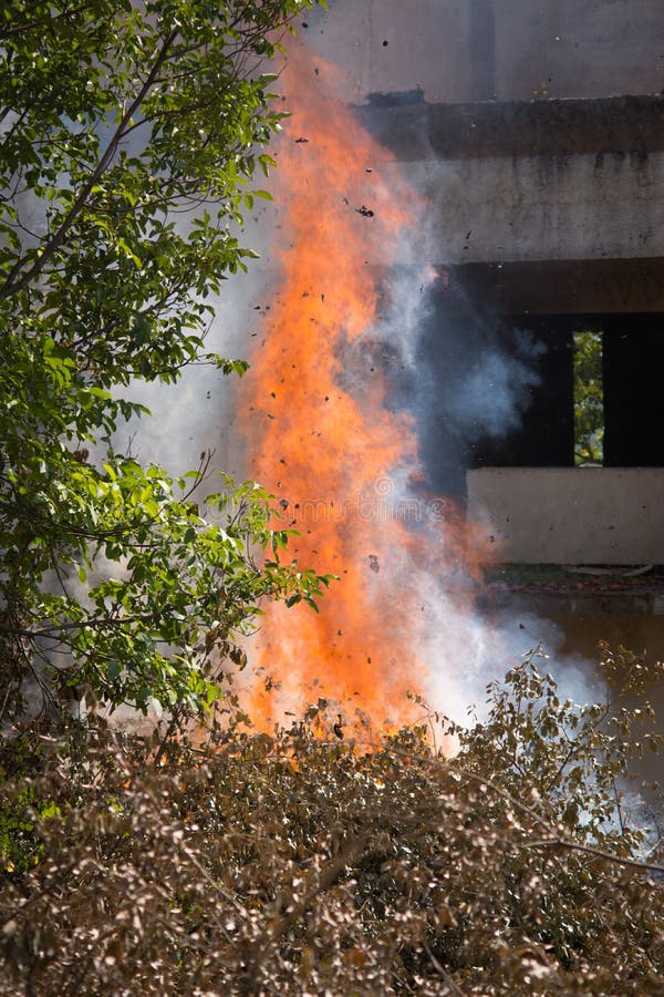 Fire in the village stock photo. Image of branches, combustion - 127207332