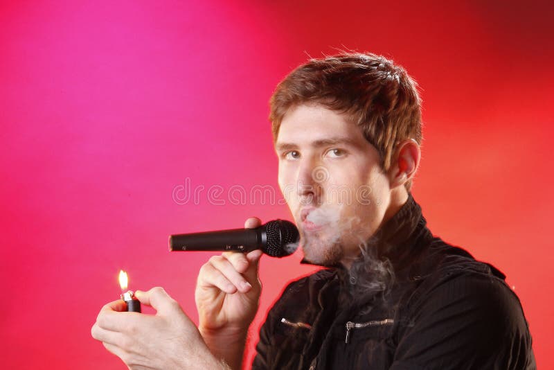 Fire up your mic stock image. Image of smoking, head - 14522767