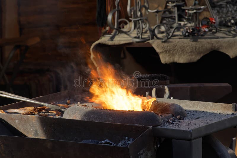 Fire Used by the Blacksmith in the Forge Stock Photo - Image of ...