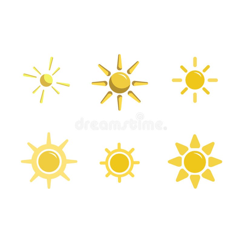 Sun Vector Illustration Full Set, Style Flat Design Stock Vector ...