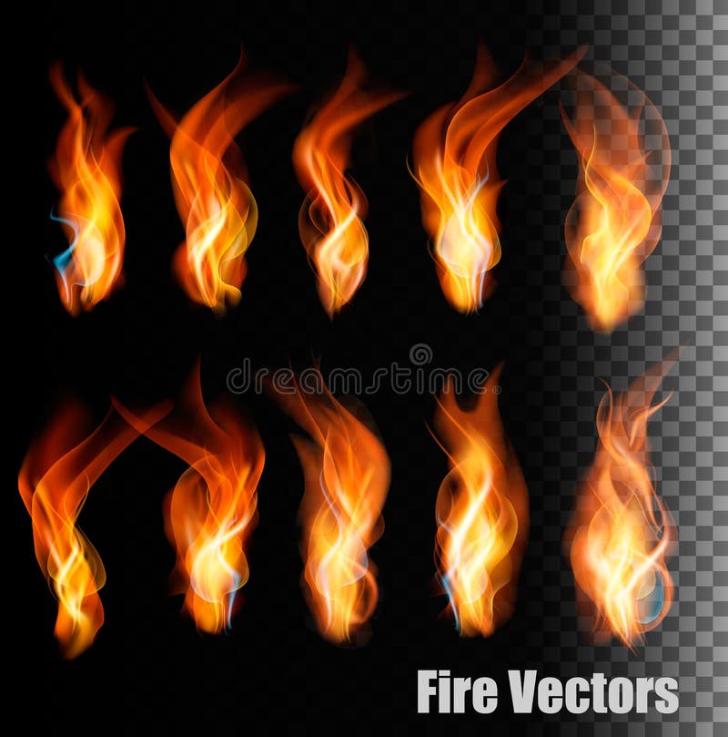 Fire Vectors on Transparent Background. Stock Vector - Illustration of ...
