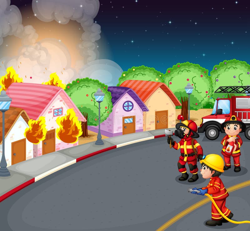 Cartoon burning buildings stock vector. Illustration of design - 37035969