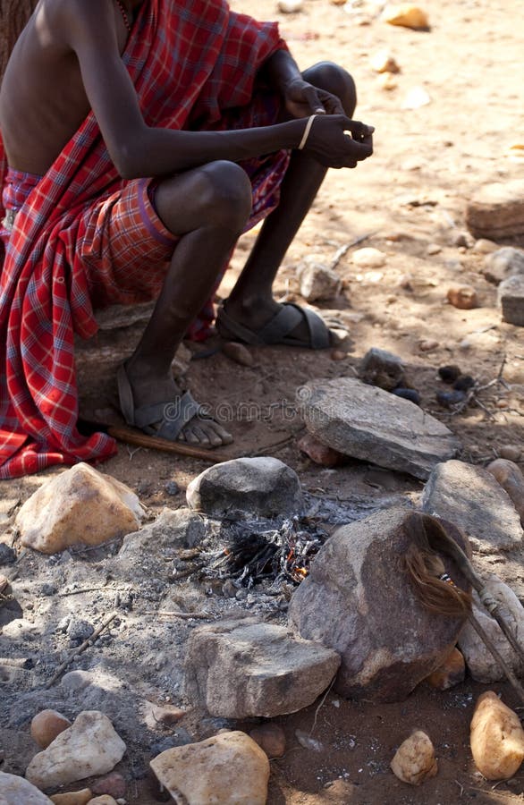 Fire in the Village in Kenya Stock Photo - Image of ethnic, africa ...