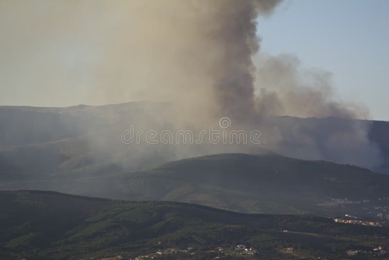 Fire in a village stock photo. Image of disaster, field - 98942744