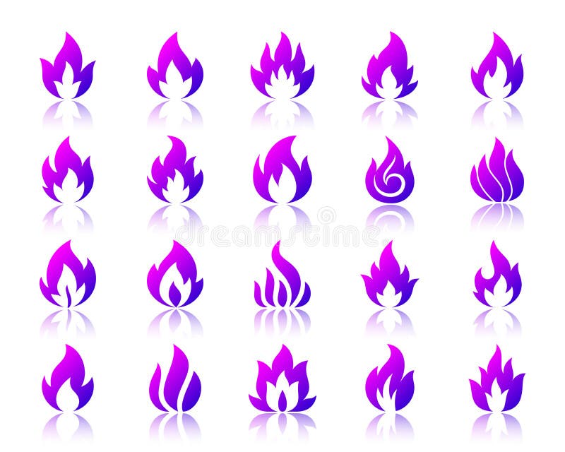 Fire Violet Simple Gradient Icons Vector Set Stock Vector ...