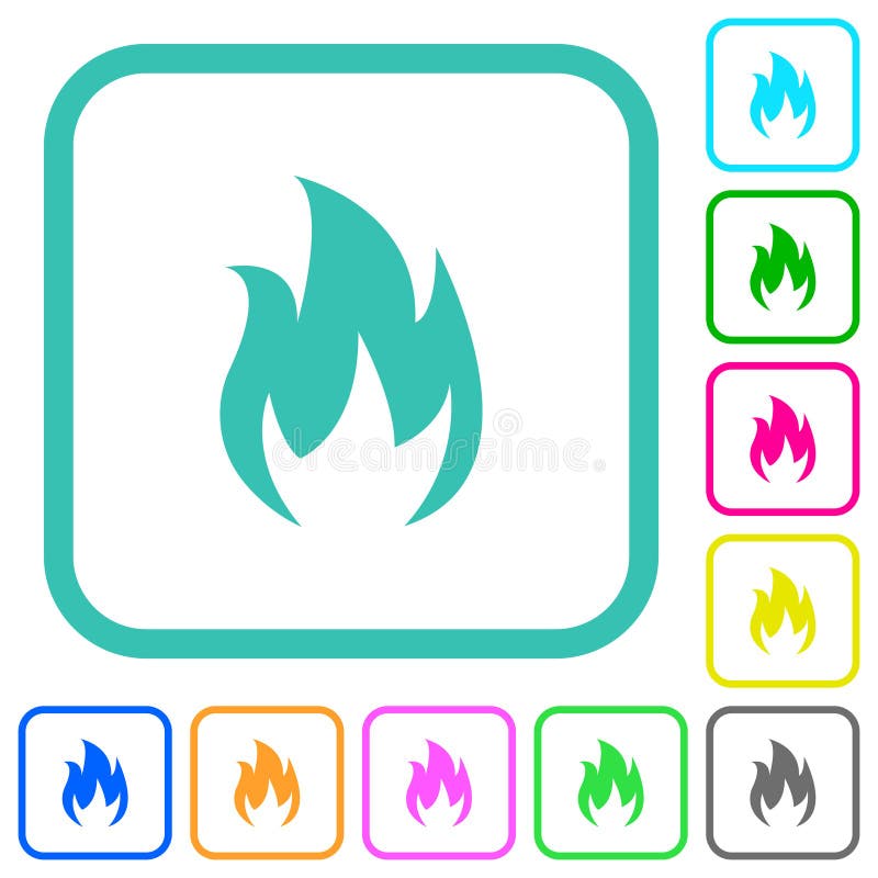 Fire Vivid Colored Flat Icons Stock Vector - Illustration of campfire ...