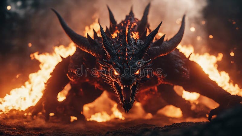 Fire in the Volcano Dragon Molten Roch Devil Demon Dragon in Attack ...