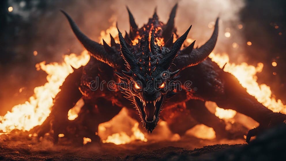 Fire in the Volcano Dragon Molten Roch Devil Demon Dragon in Attack ...