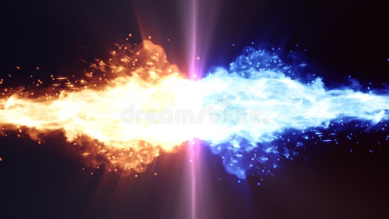 Fire Vs Ice on Black Background Stock Illustration - Illustration of ...