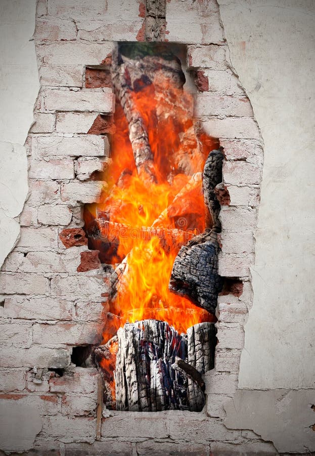 Fire in a wall stock photo. Image of furnace, ancient - 57921884