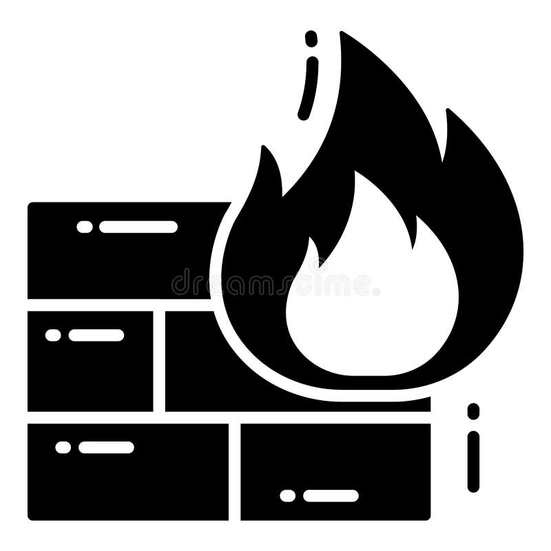Fire Wall, Protection and Security Vector Icons Set Cyber Computer ...