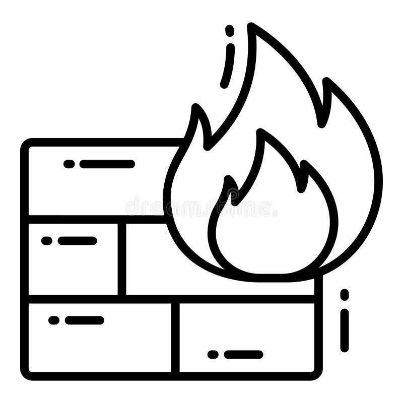 Fire Wall, Protection and Security Vector Icons Set Cyber Computer ...