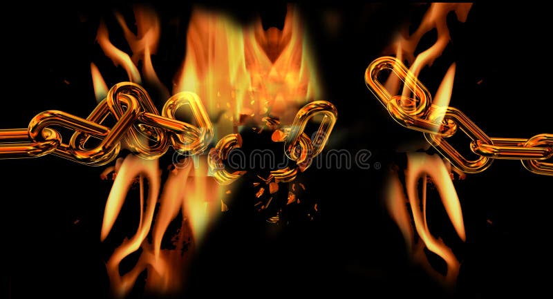 Break Breaking Curve Chain Steel Isolated in White Background - 3d ...