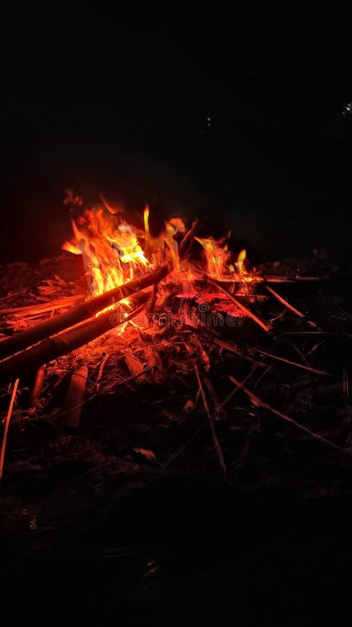 The Fire that Warms the Silent Night Stock Photo - Image of night ...