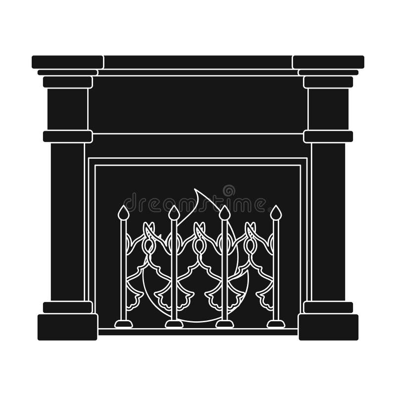 Fire, Warmth and Comfort. Fireplace Single Icon in Black Style Vector ...
