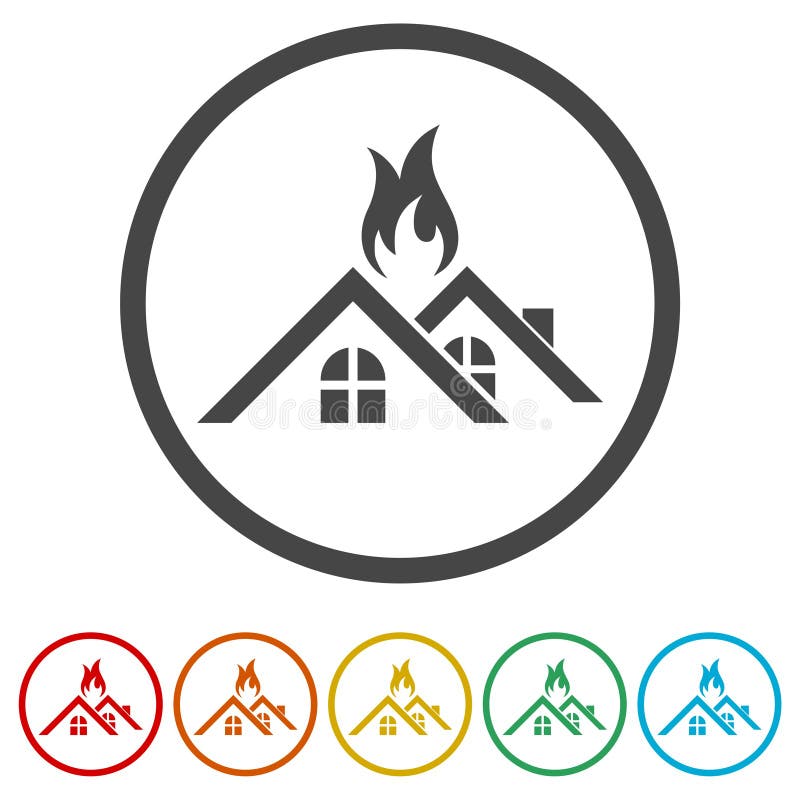 Fire Warning Icon, 6 Colors Included Stock Illustration - Illustration ...