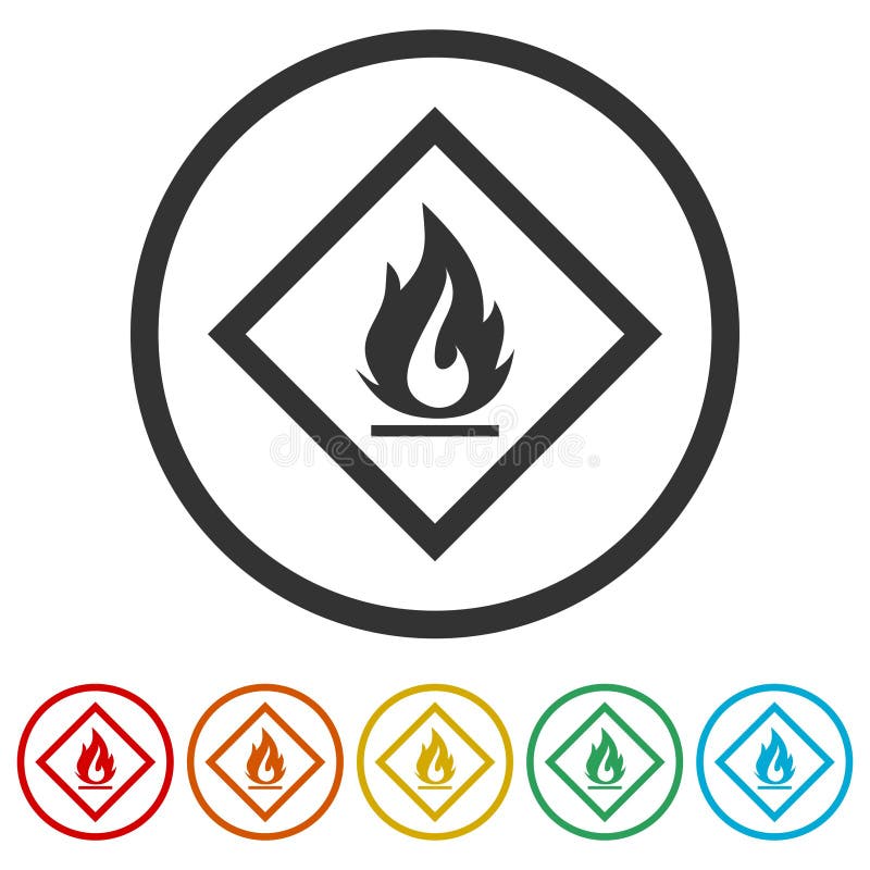 Fire Warning Sign on White Color Set Stock Vector - Illustration of ...