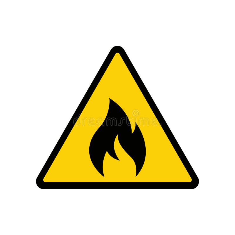 Fire Warning Sign on White. Fire Warning Sign in Yellow Triangle ...