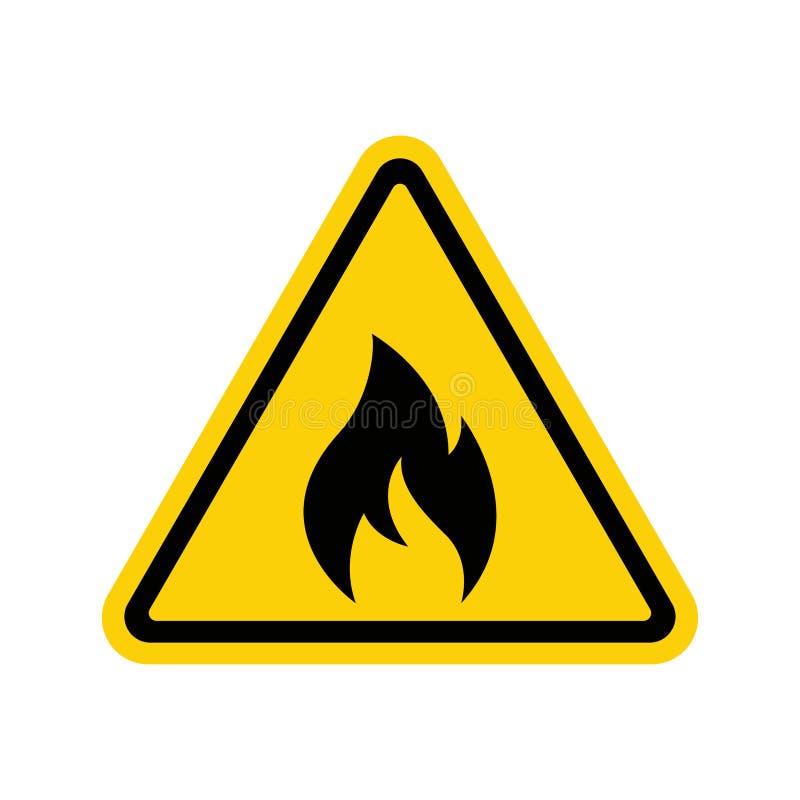 Fire Warning Sign on White. Fire Warning Sign in Yellow Triangle ...