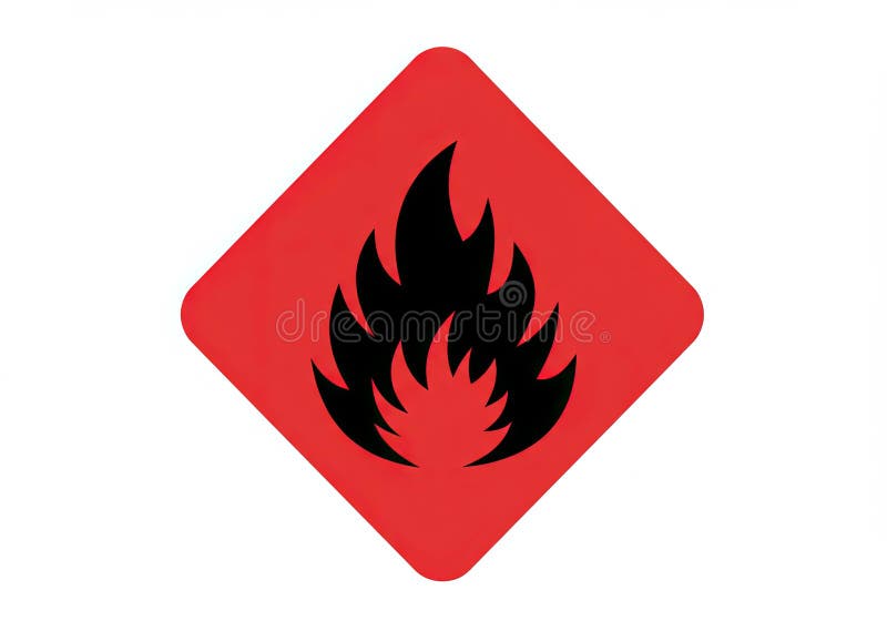 Fire Flame Symbol Red Diamond Triangle White Background Flammable Risk ...