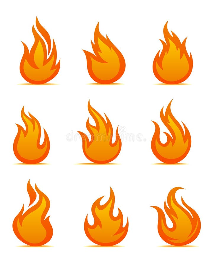 Fire and Flames Symbols Set Stock Vector - Illustration of icon ...