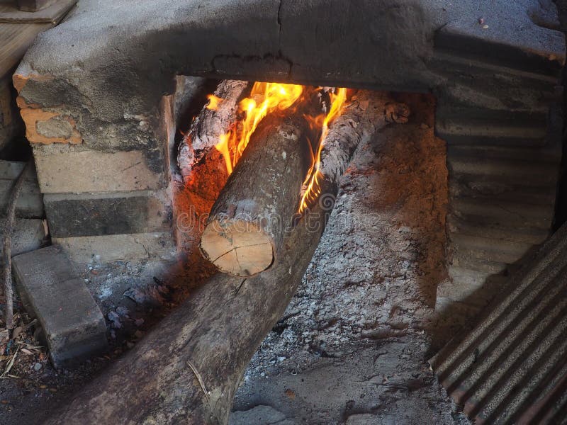 The Fire Was Burning Wood, the Wood in the Stove. Stock Image - Image ...