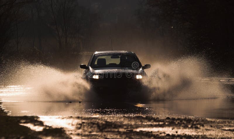 Rally Car Splashing the Water Stock Photo - Image of quick, outside ...