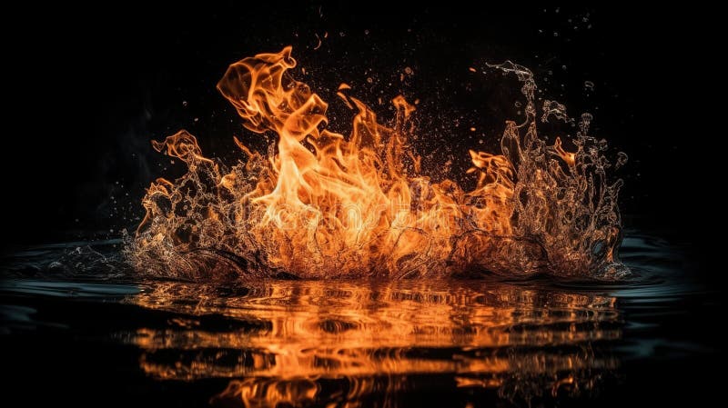 Fire on Water Abstract Idea, Generative AI Stock Illustration ...