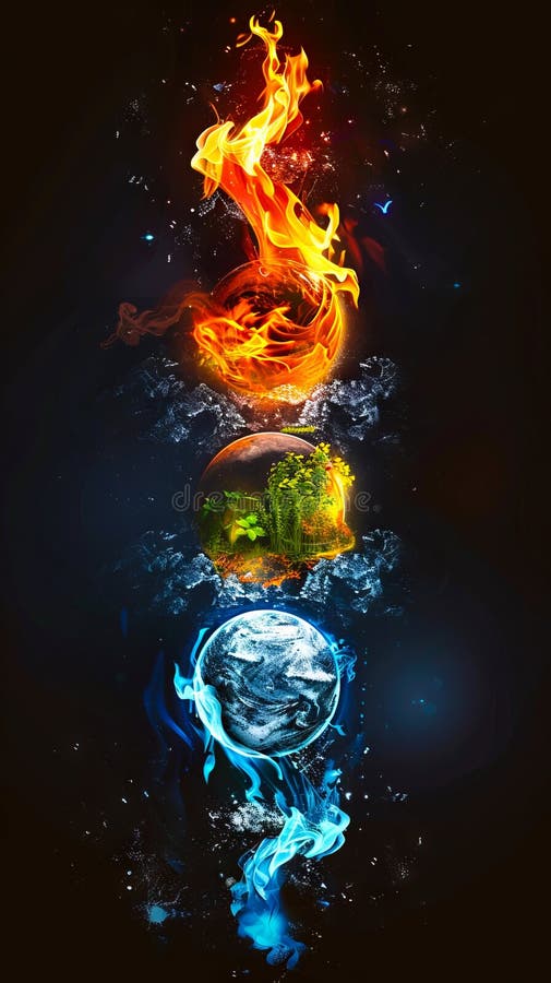 A Fire and Water Based Image Stock Image - Image of generated, fire ...