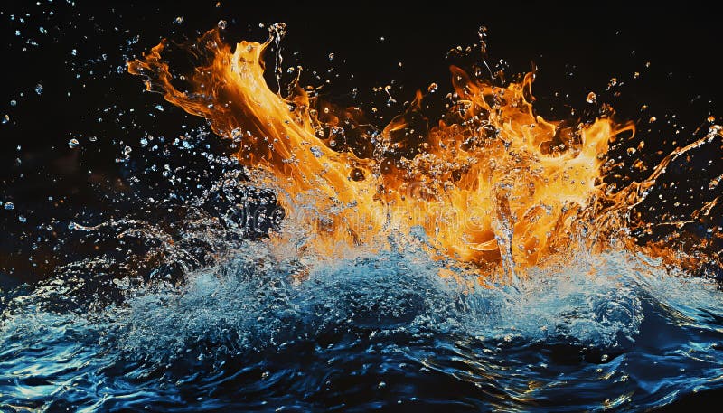 Fire and Water on Black - Opposite Energy Stock Image - Image of black ...