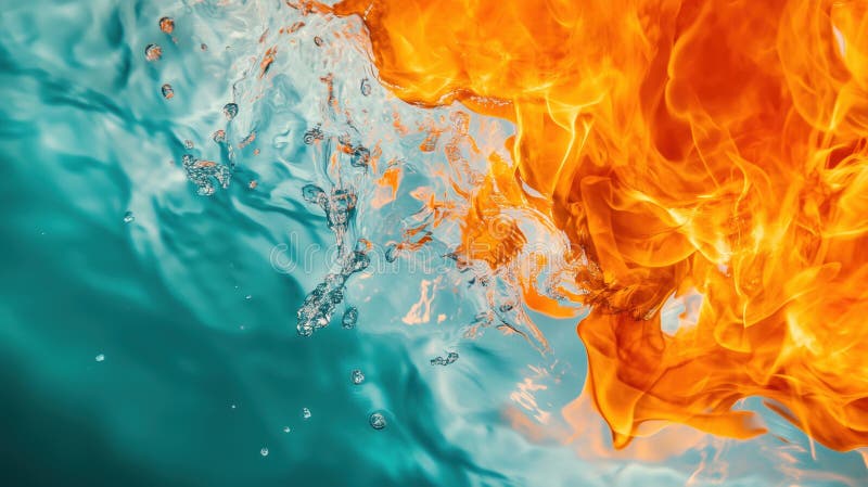 Fire and Water Clash, Creating Dynamic Contrast and Movement Stock ...