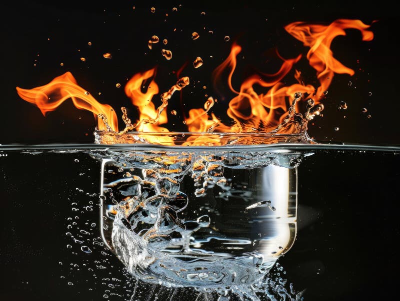 Fire and Water Clash in a Mesmerizing Dance Stock Illustration ...