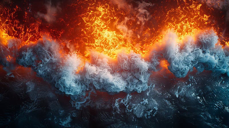 Fire and Water Collision, Abstract Nature Concept Stock Photo - Image ...