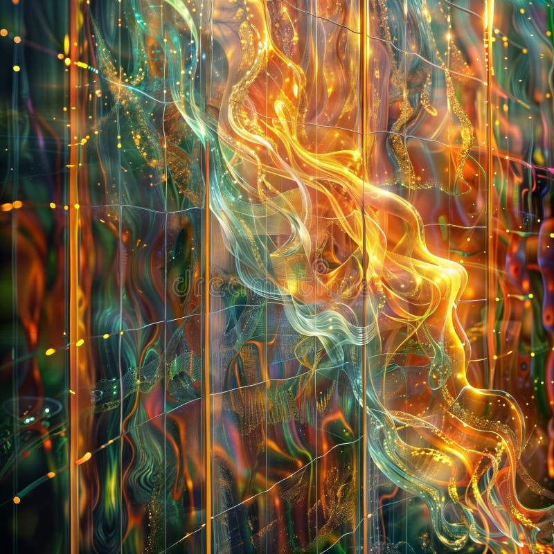 Fire & Water: Digital Art Grid, Generative Ai Stock Illustration ...