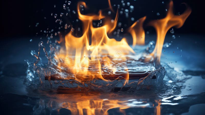 Fire and Water Dramatic and Powerful Interaction Stock Illustration ...
