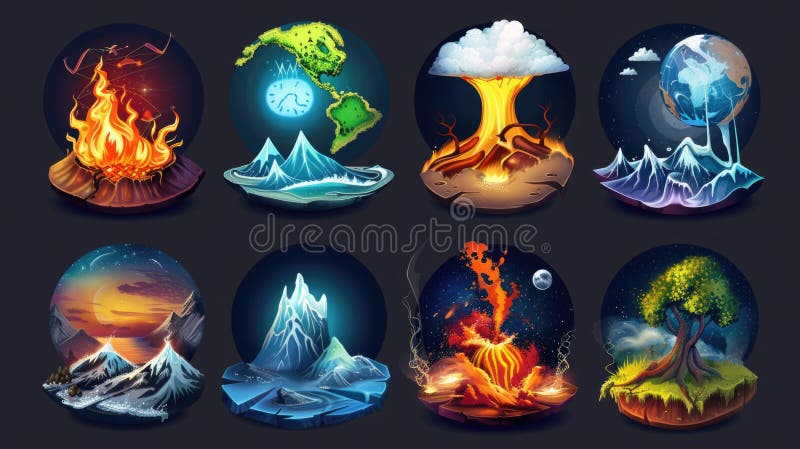 Fire and Water Elements stock image. Image of vapor - 374648011