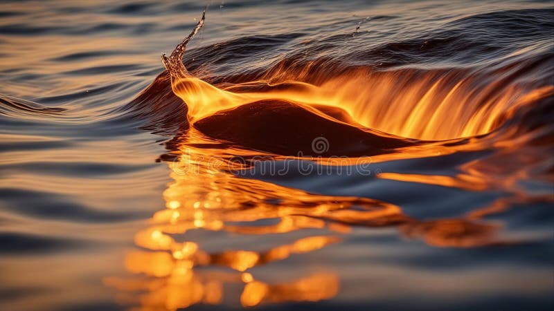 Fire and Water a Fiery Spectacle on the Water Surface, with a Motion ...