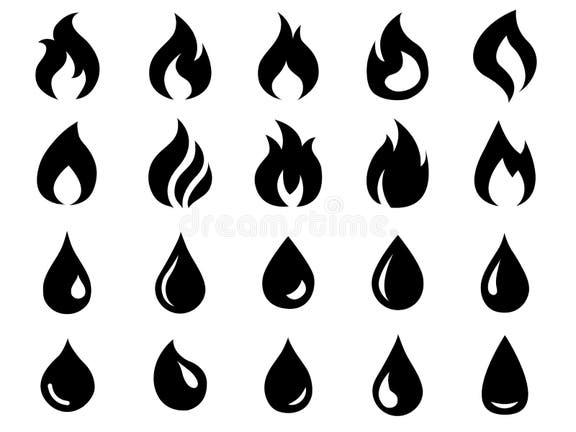 Fire and water icons set stock vector. Illustration of bright - 76266117