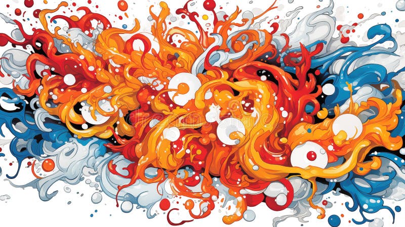 Fire and Water Inspired Wallpaper Artwork, Modern Creative Wave Design ...