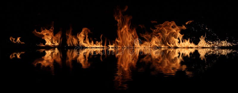 Fire with water reflection stock photo. Image of heat - 19869492