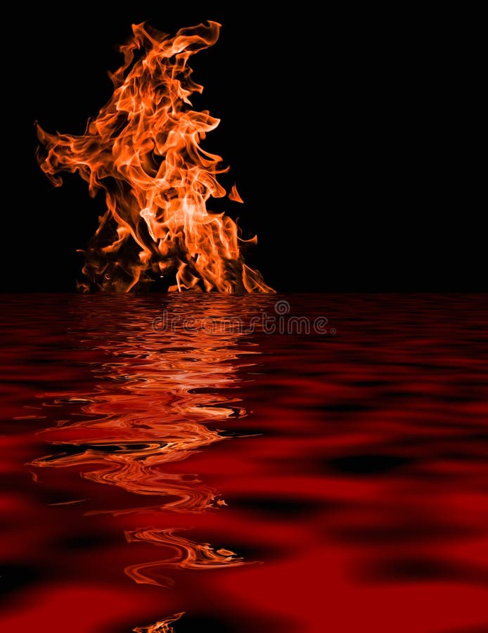 Fire Flames Reflected In Water Stock Photo - Image of heat, flame: 17208838