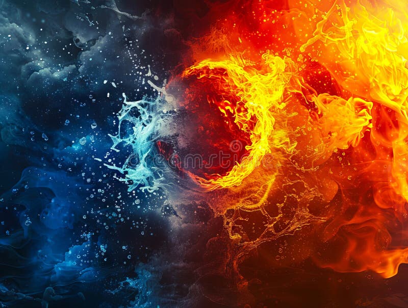Fiery Splash Water Dark Background Fire Effect Stock Photos - Free ...