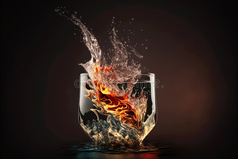 Fire and Water Splash. Dynamic Concept of Two Opposite Elements. Flame ...